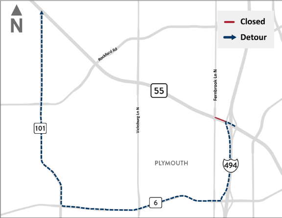 EB Hwy 55 and Fernbrook Ln. N. closures begin Sept. 20